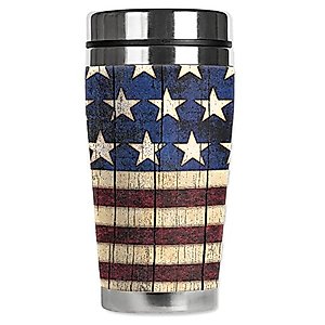 Mugzie brand 16-Ounce Travel Mug with Insulated Wetsuit Cover - Old Flag