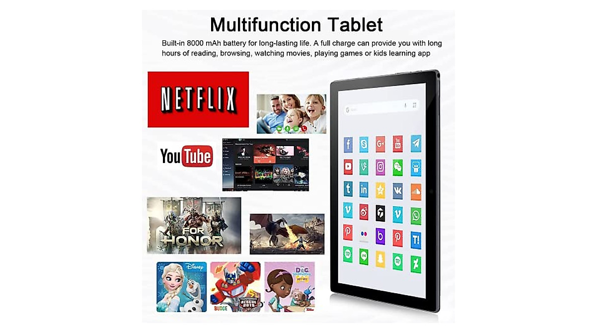 YOBANSE 10-inch Android Tablet with Dual Camera & 5G Wi-Fi