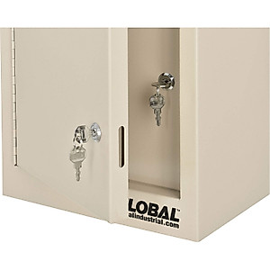 Global Industrial Double Door/Double Lock Small Narcotics Cabinet,12" W x 8" D x 15" H, Beige