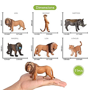 Volnau Animal Toys Figurines 11PCS Africa Figures Zoo Pack for Kids Christmas Decoration Gift Preschool Educational and Jungle Lion Forest King Set