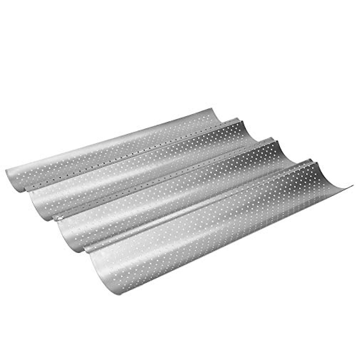 Psytfei Mold Baguette Mold Stainless Steel Silver NonStick MultiGrooves Waves French Bread Pan Baguette Baking Cooking Tray Mold Kitchen Tool(Four grooves)