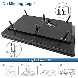 Maxspeed Futon Sofa Bed Memory Foam Couch Convertible Modern Loveseat Sleeper Sofa Adjustable ArmrestsMetal Legs,Multifunctional Futon Sofa BedLiving Room,,Small Spaces(Grey),Grey 1(267FA-DGY-06)