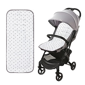 Stroller Seat Liner Universal Baby Stroller Sleeping Pad Car Seat Cushion Thick Cotton Breathable Stroller Mat Easy Installation for Newborns Infants Toddlers Outdoor Sports Jogger (white+grey)