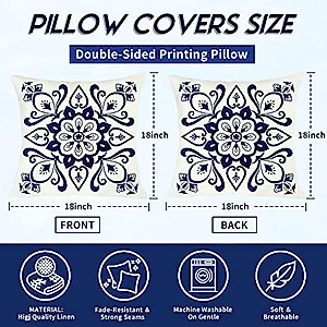 Thideape Yellow and Blue Throw Pillows 18x18 Set of 2 Bohemian Boho Throw Pillows Outdoor Pillows Bed Living Room Couch Sofa Pillows