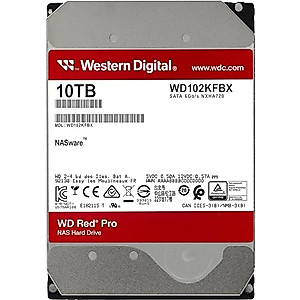 Western Digital 10TB WD Red Pro NAS Internal Hard Drive HDD - 7200 RPM, SATA 6 Gb/s, CMR, 256 MB Cache, 3.5" - WD102KFBX