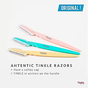 Dorco Tinkle Eyebrow Razor, Hair Trimmer Shaver and Tough Up Tool, Facial Razor with Safety Cover, 6 Razors | Dermaplaning Razor Tool | Skincare Party Favors | Dermaplaning Tools Beauty Stocking Stuffers Gift