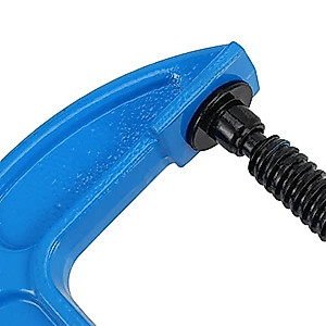 4 Inches C-Clamp Set, JEUIHAU 6 Pack Heavy Duty Malleable C Clamp, Blue Power Coated C Clamp for Woodworking, Welding and Building