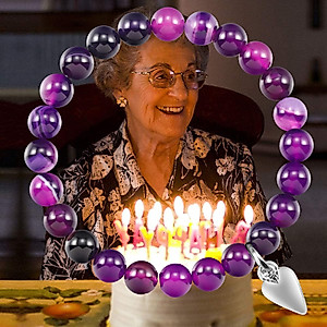 80th Birthday Gifts for Women, Amethyst Beads Birthday Bracelet for Woman Truning 80 Years Old Jewelry Gift for Her Women Mom Sister Best Friend Wife Grandmother Birthday Gifts（Amethyst）
