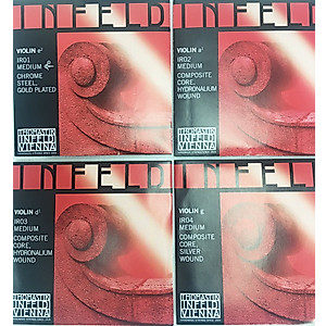 Thomastik Infeld Red 4/4 Violin String Set - Medium Gauge with Removable Ball End Gold-plated Steel E