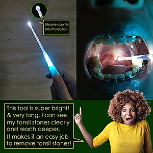 Airgoesin Upgraded 2 Lighted Tonsil Stone Remove Tool Tonsillolith Pick + Irrigation Clean Syringe Fresh Breath Oral Rinse