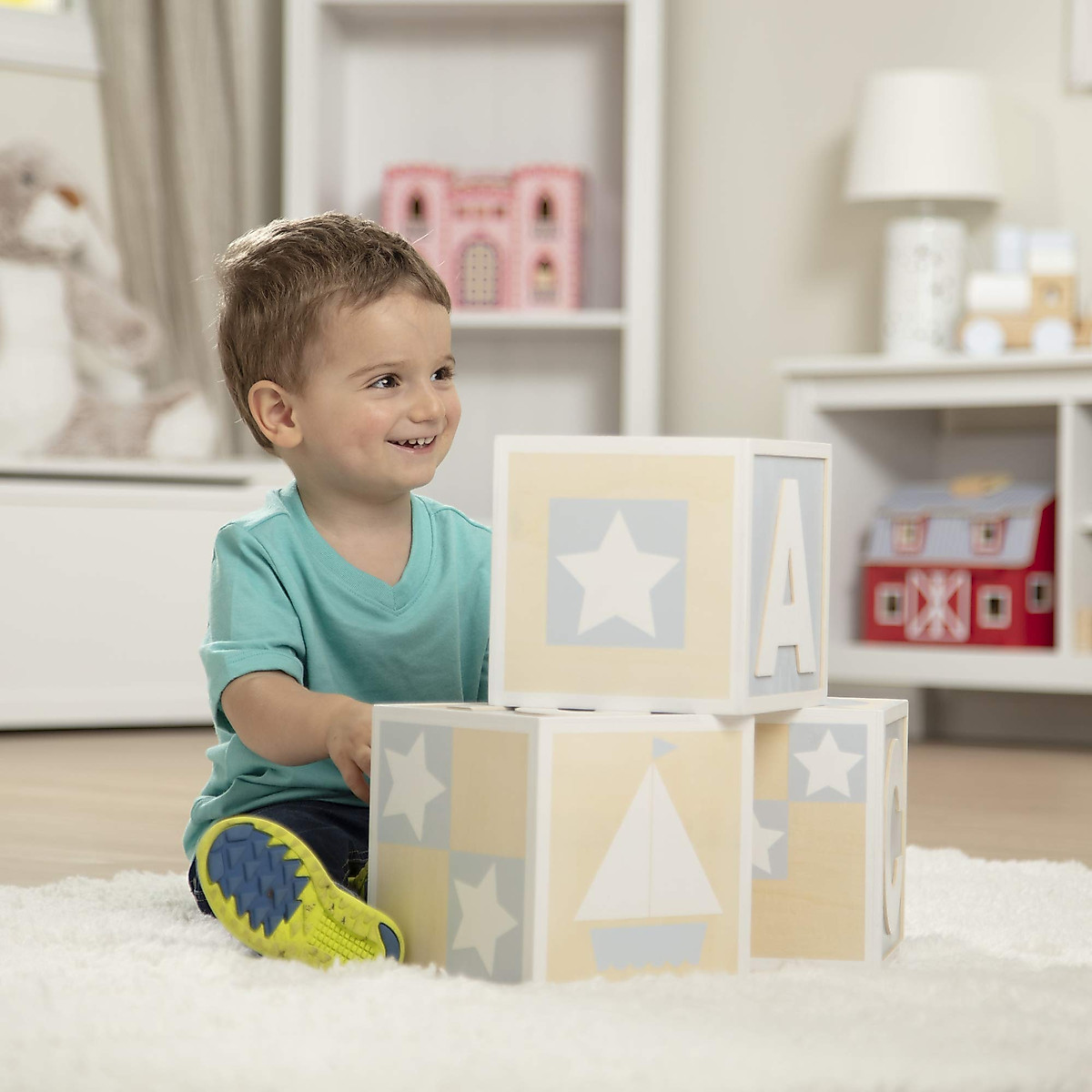 Melissa & Doug Jumbo ABC-123 Blocks - Natural