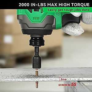 DOWOX Impact Driver Kit, 2000 IN-LBS 21V Impact Drill Driver Set, 1/4'' Hex Chuck 0-3200 RPM Variable Speed, 2.0Ah Battery and 1H Fast Charger, 7Pcs Driver Bits Socket and Tool Case