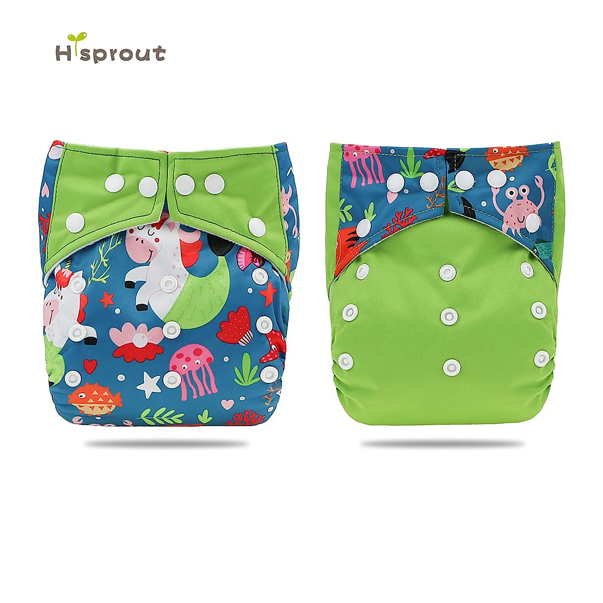 Hi Sprout One Size Adjustable Washable Reusable Pocket Cloth Diapers for Baby Girls and Boys 2pcs,Wonderland