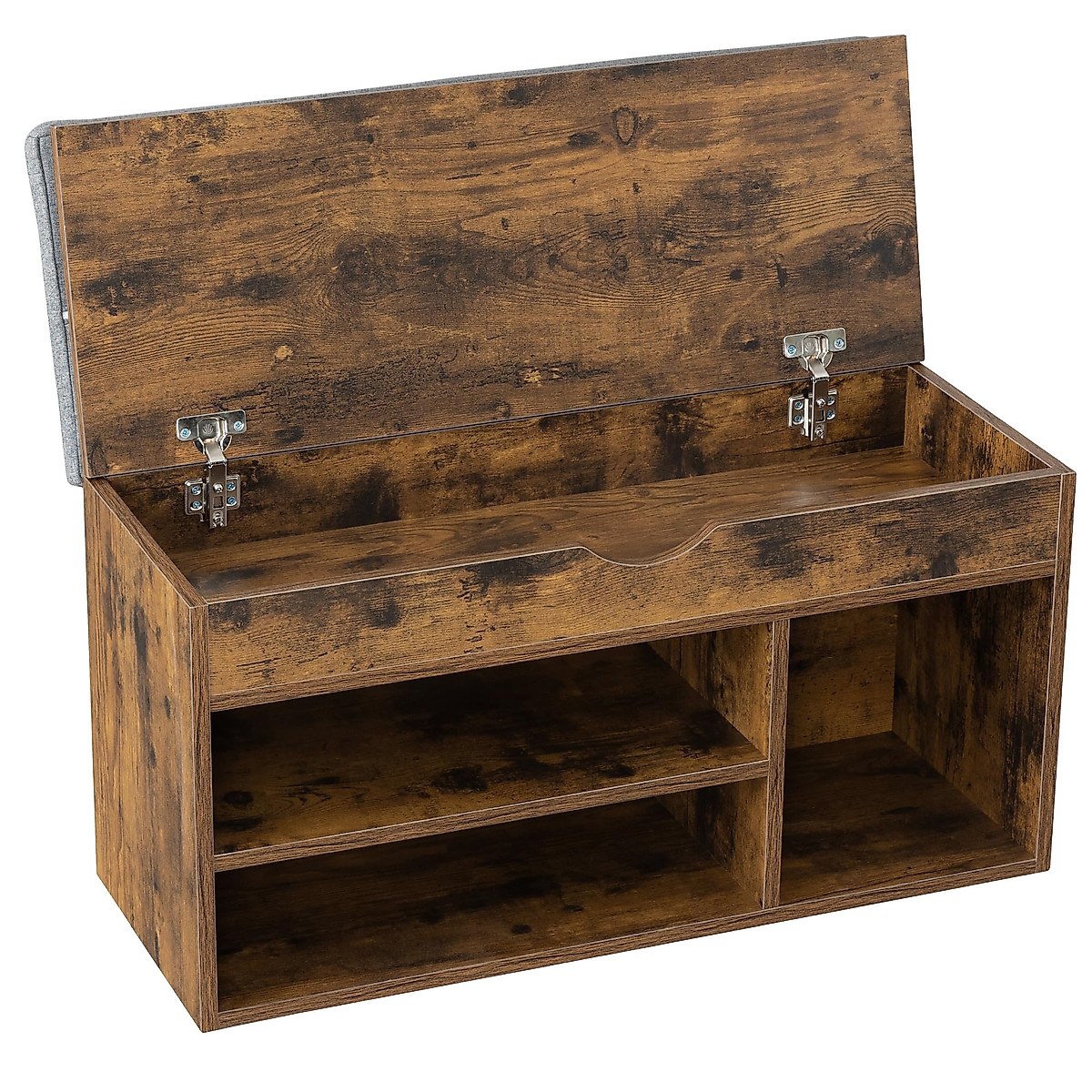 WellFurGeer Shoe Bench with Storage, Entryway Bench with Shoe Storage, Shoe Rack with Bench, Shoe Storage Bench with Padded Cushion, Shoe Storage Bench, Brown + Gray