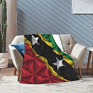 LIICHEES Anti-Pilling Polygon Effect of The Flag of St. Kitts and Nevis Blanket Comfortable Flannel Throw Blanket 80"x60" Bedroom Living Room Blanket