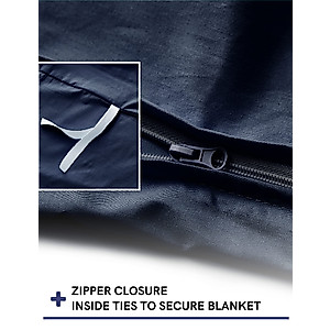 YnM Exclusive Cotton Duvet Cover for Weighted Blankets with 16 Strings (Navy, 60"x80")