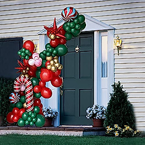 Beliueyes Christmas Balloon Garland Arch Kit 153pcs Doubled Stuffed Red Green Gold Balloons Party Decorations for Xmas Snow Kids Birthday New Year Decor