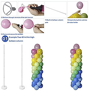 SKOLOO Balloon Column Stand Kit for Floor, 5 Feet Balloon Column Kit, Set of 2, Balloon Tower Assembly Kit for Wedding Birthday Graduation Party Event Supplies Decoration