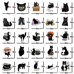 63Pcs Black Cat Stickers Pack，Cute Cool Vinyl Waterproof Stickers for Water Bottle,Skateboard,Laptop,Phone,Scrapbooking,Car Decals Gifts for Kids Teens Adults for Party Supplies Decor…