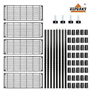 EZPEAKS 5-Shelf Shelving Unit with Shelf Liners Set of 5, NSF Certified, Adjustable Heavy Duty Metal Wire Shelves, 350lbs Loading Capacity Per Shelf, Storage Rack(36W x 14D x 72H) Pole Diameter 1 Inch