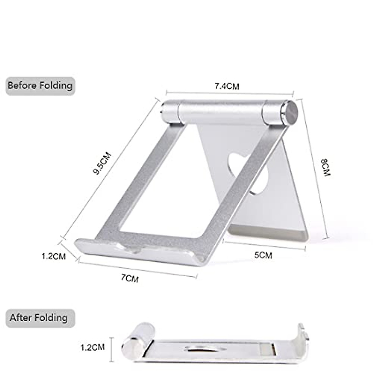 Cell Phone Stand Desk Adjustable Aluminum Mobile Phone Holder 360 Degree Compatible for iPhone 13 12 Pro Max, iPhone 11 X SE XS XR 8 Plus 6 7 6S Samsung Galaxy Note20 S20 S10 S9 S8 S7 (Black)