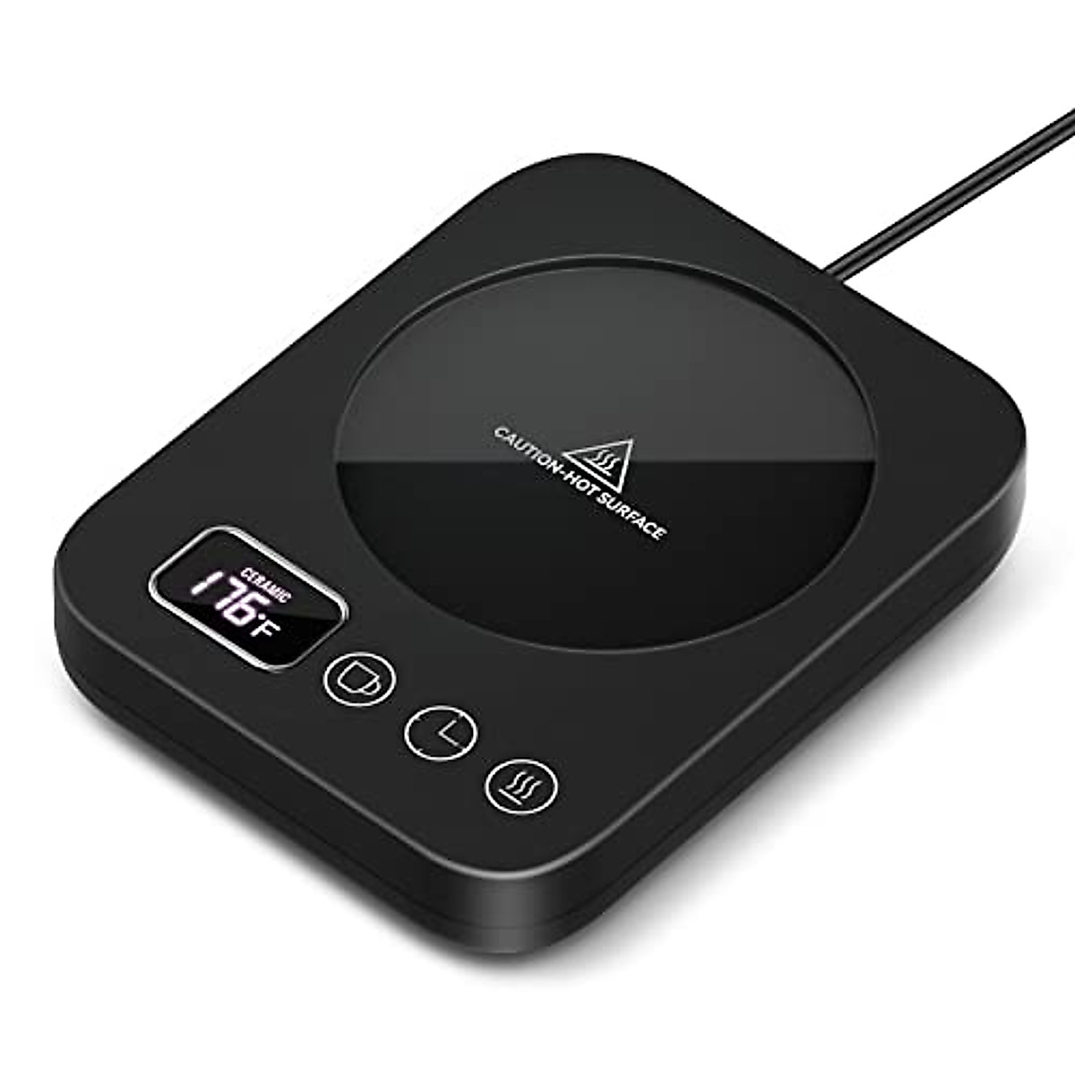 Misby Mug Warmer, Upgrade Coffee Warmer for Desk with 3 Temperature Settings, Fast Heating Cup Warmer 12 Timer, 4H Auto Shut Off, Gravity Sensor, Keep Best Temp for Tea,Beverage,Milk -Black