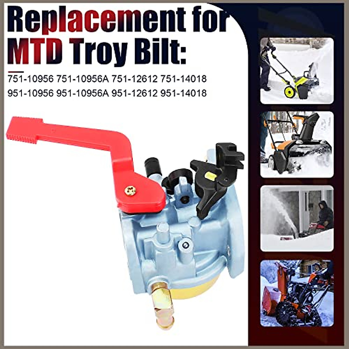 QAZAKY Carburetor Compatible with MTD Troy Bilt 751-10956 751-10956A 751-12612 751-14018 951-10956 951-10956A 951-12612 951-14018 161-JW 161-JWA 2P70M0A-D 2P70MU 161SA 161S 40021MS Carb