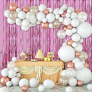 Mtkocpk Pink Streamers Backdrop Party Decorations - 8x3.2 Feet 3-Pack Foil Fringe Curtain Decor - Perfect for Children's Birthday Party, Women's Party, Sweet Wedding, and Pink Theme Party Decorations