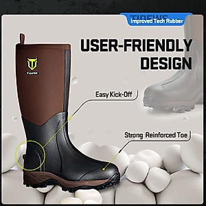 TIDEWE Rubber Neoprene Boots Men And Women, Waterproof Sturdy 6mm Neoprene Boot, Rain Boot Hunting Boot Arctic Outdoor Boot Men Size 10 Brown