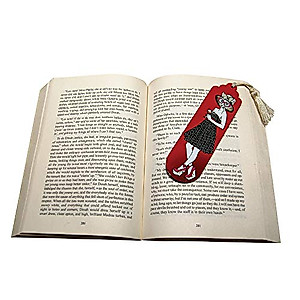 Pictor Gift Swanky Lady Decorative 4 Piece Bookmark Set, Artwork, Funny, Student, Teacher, School, Office, Best Gift Idea for Reader, Book, Cat, Lovers, Metal Pressed with Tassels, Suede Back