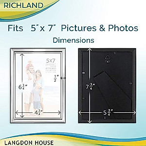 Langdon House 5x7 Silver Picture Frame, Distinguished Edging for Classic Style, Richland Collection