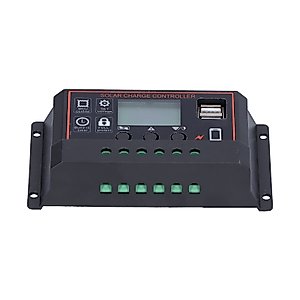 Walfront Smart Controller 3A Dual USB Solar Battery Panel Charging Protection Device Solar Battery Regulator with LCD Display 12V/24V(30A), Solar Controller