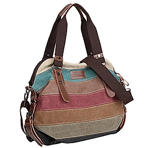 Eshow Women Canvas Shoulder Bag Hobo Handbags and Purse Cross-Body Bag Messenger Bag Travel Mom Bag for Women