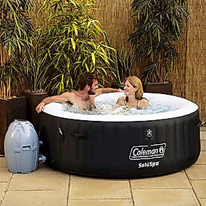 Coleman 13804-BW SaluSpa 4 Person Portable Inflatable Outdoor Round Hot Tub Spa with 60 Air Jets, Tub Cover, Pump, Chemical Floater and 3 Type VI Replacement Filter Cartridges, Black
