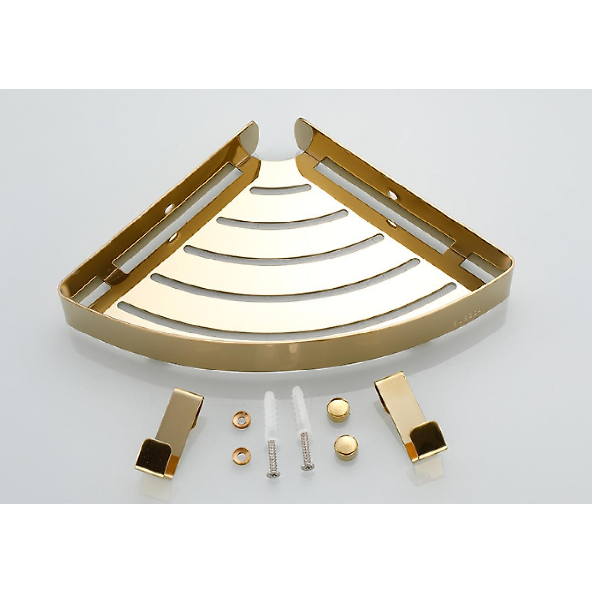 Bathroom Triangular Shelf, Toilet Corner Storage, Rose Gold Small Triangle Single Layer with Hook