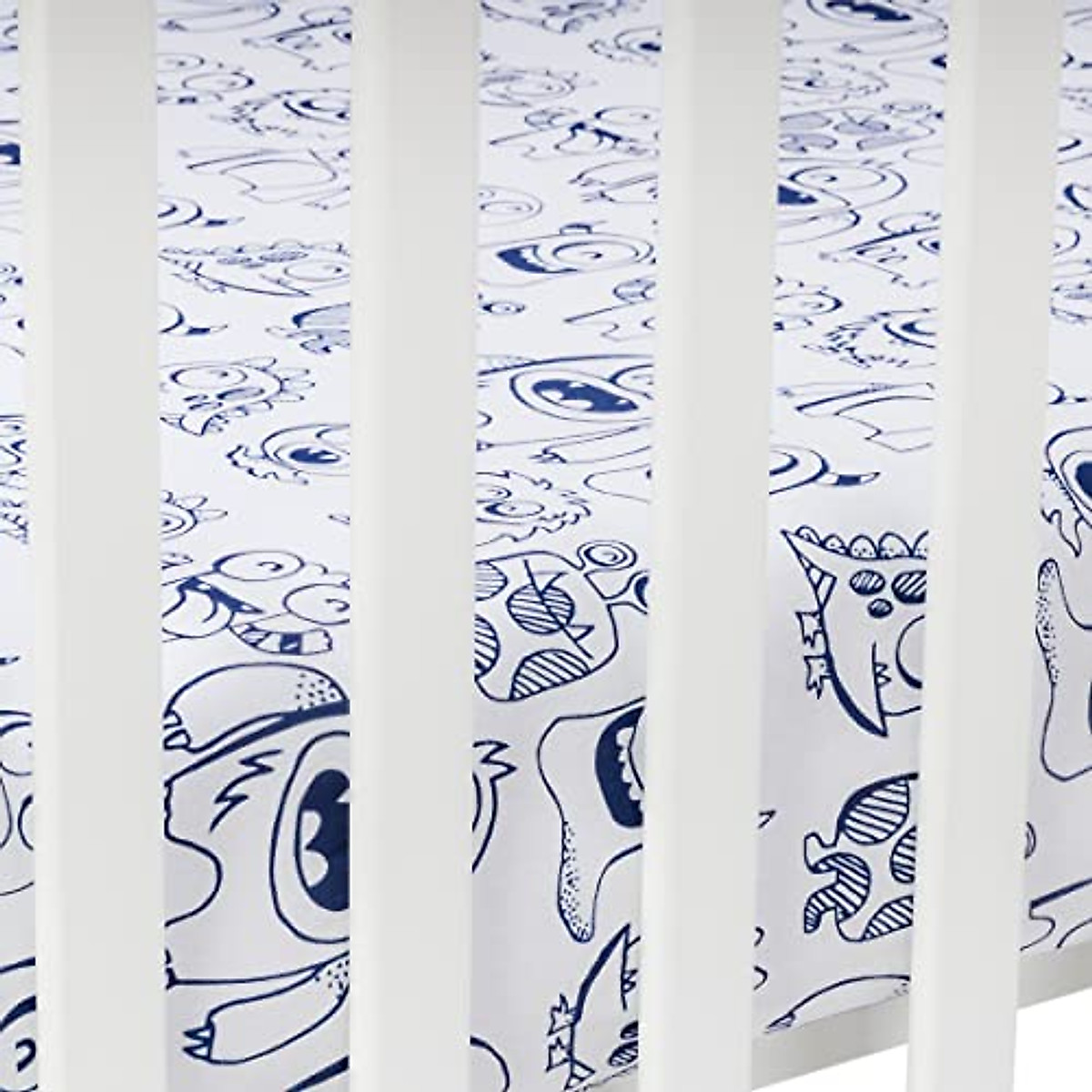 Andi Mae Crib Sheet - Blue Monsters - 100% Jersey Cotton - Fits Standard Crib or Toddler Mattresses