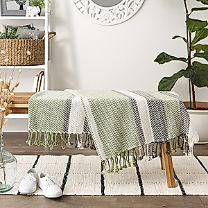 DII Striped Throw Collection Herringbone, 50x60, Antique Green