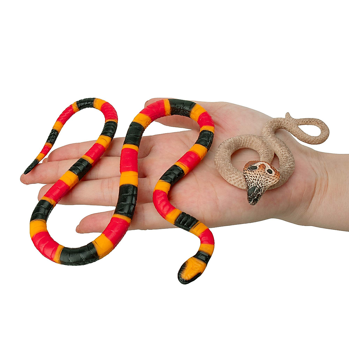 Toymany 8PCS Snake Figures Safari Animal Figurines, Realistic Jungle Animals Toy Set Halloween Fake Snake with Cobra Python Figure, Prank Props Scary Snake Christmas Birthday Tricky Toy Party Favor