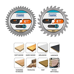 Luckyway 4-Pack 4-1/2 Inch 24T&40T with 3/8 Inch Arbor TCT Circular Saw Blade for Cutting Wood