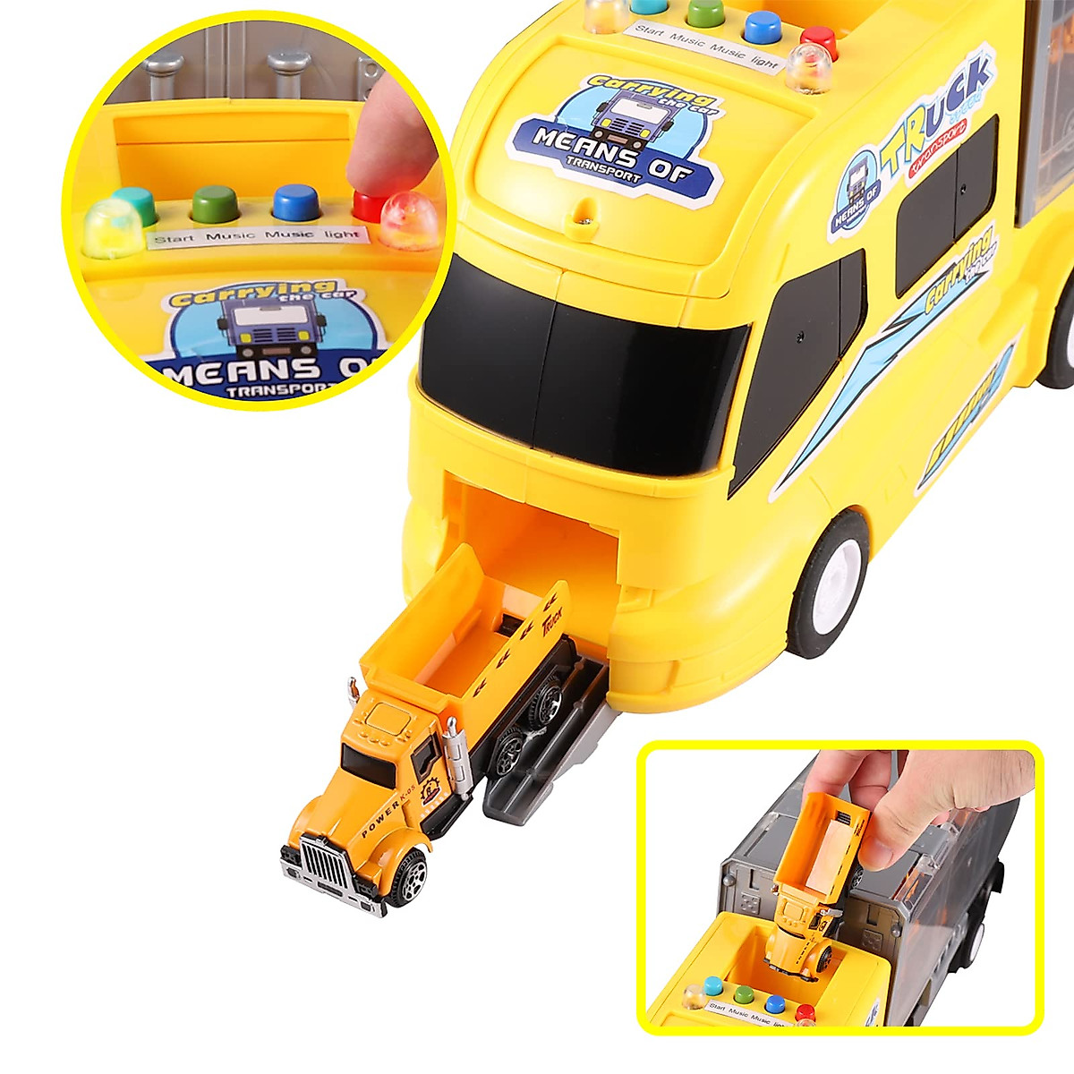 Construction Truck Toys Kids with Game Mat, Carrier Truck Alloy Engineering Vehicle Truck Toy Set, Excavator, Dump Tractor Helicopter Die cast Christmas Birthday Gifts for Kid Toddler Child Age 3 4 5