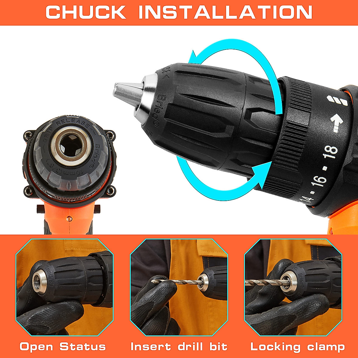 Cordless Drill Driver 12V Lithium Battery Screwdriver Home Use DIY with Led Light with Screw Bits