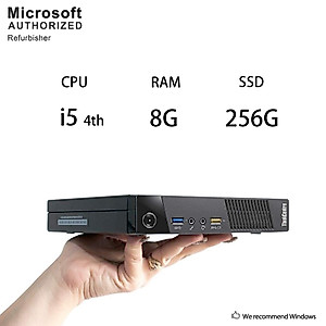 Lenovo ThinkCentre M83 Tiny Desktop PC Computer Package, Intel Quad Core i5-4590T, 8G, 256G SSD, USB 3.0, VGA, DP, 20 Inch LCD Monitor(Brands May Vary), Keyboard, Mouse, Win 10 Pro (Renewed)