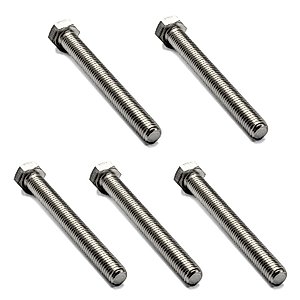 Auniwaig Hex Head Bolts M12-1.75 x 100mm Fully-Threaded Hex Tap Screw Bolts 304 Stainless Steel Heagon Head Cap Bolt Screws 5pcs