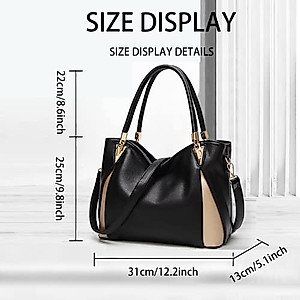 Handbags for women PU Leather Shoulder Bag Large Crossbody Purse Ladies Tote Bags with Adjustable Shoulder Strap (black)