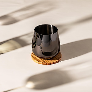 Wills and Elm Black Wine Glasses - Stemless Stainless Steel Wine Glasses Set of 4 with Aerator - Metal Wine Glass - Stainless Steel Wine Glass - Unbreakable Wine Glasses - Outdoor Wine Glasses - 18oz