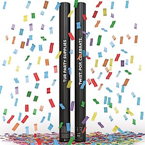 2 Pack X-Large Multicolor Biodegradable Confetti Cannon Confetti Poppers | Multicolor | TUR Party Supplies | Launches Up to 35ft | Jumbo (24 in) | Party Poppers for Graduation, Birthdays and Weddings.