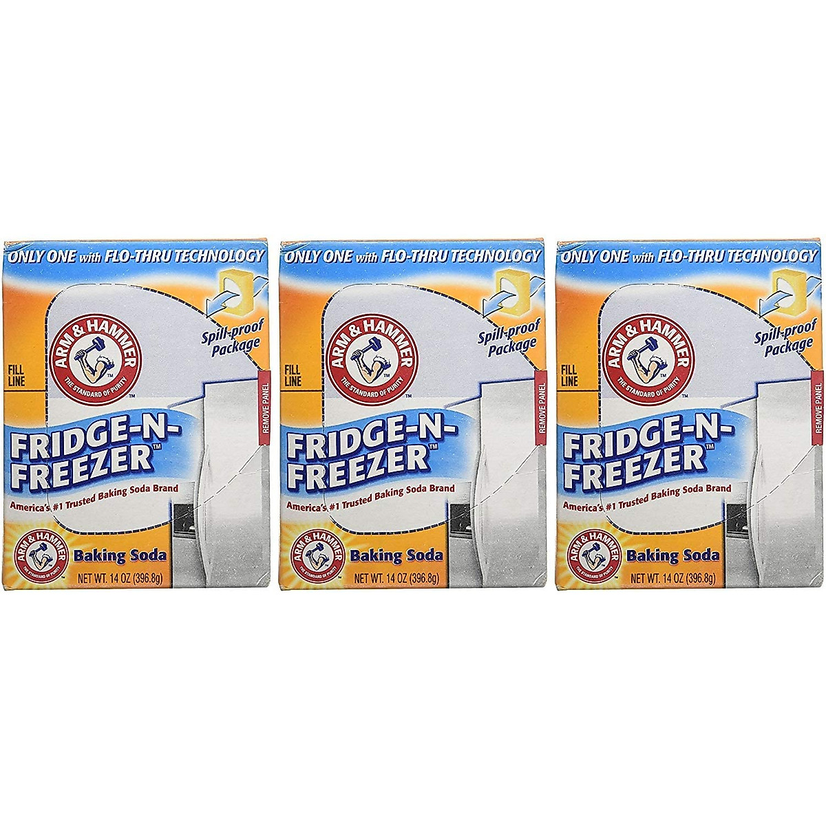 Arm & Hammer Baking Soda, Fridge-N-Freezer Pack, Odor Absorber, 14oz (Pack of 3)