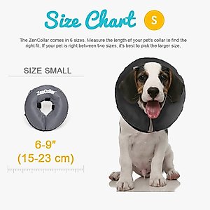 ZenPet Protective Inflatable Recovery Collar for Dogs and Cats - Soft Pet Collar Does Not Block Vision E-Collar - Designed to Prevent Pets from Touching Stitches, Wounds and Rashes (Small)