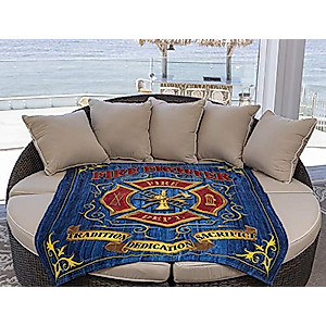 Erazor Bits Coral Fleece Plush Throw Blanket 50 x 60| Volunteer Fire Fighter Throw Blanket FF2085-TB (Navy)