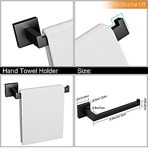 Ralbay 5-Pieces 14.2" Bath Towel Bar Set Black Premium Stainless Steel Square Style Matte Black Bathroom Hardware Accessories Set Wall Mounted Towel Rack Set